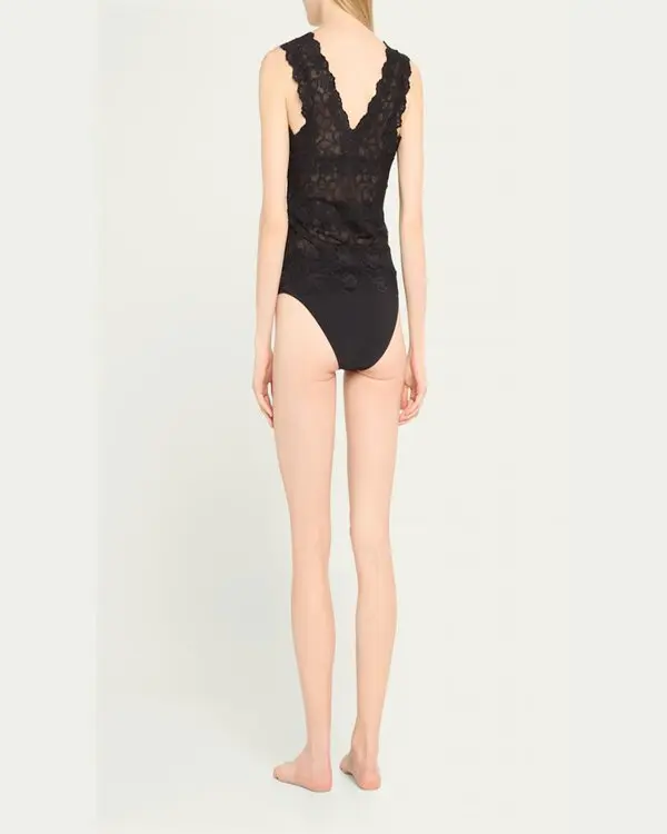Natori Floral Lace Tank - Black