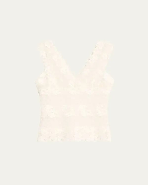 Natori Floral Lace Tank - Warm White