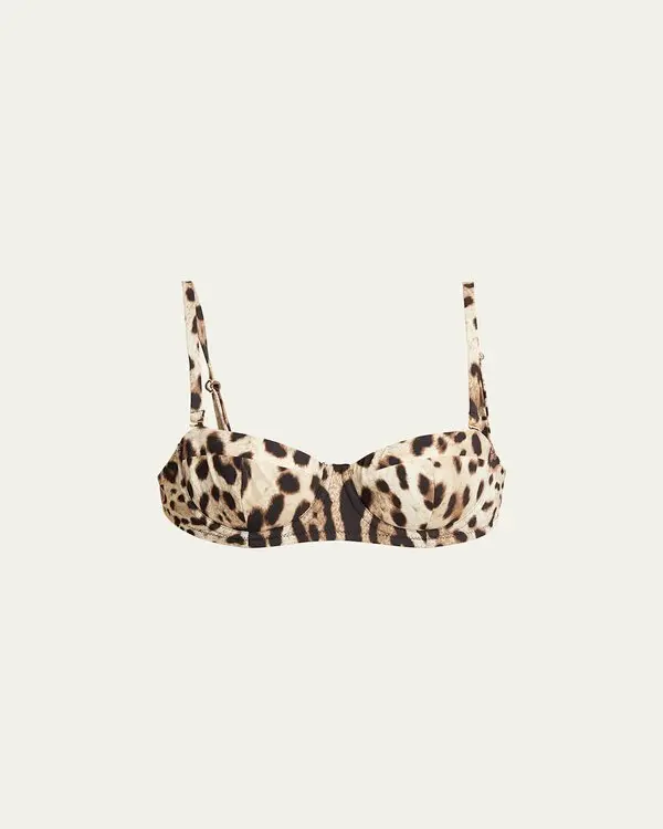 Dolce & Gabbana Leopard Soft Padded Underwire Balconette Bikini Top