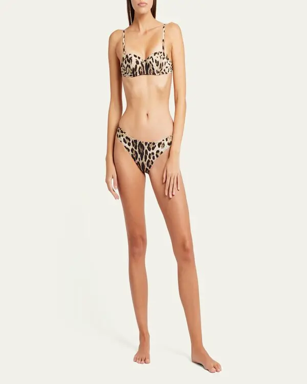 Dolce & Gabbana Leopard Soft Padded Underwire Balconette Bikini Top