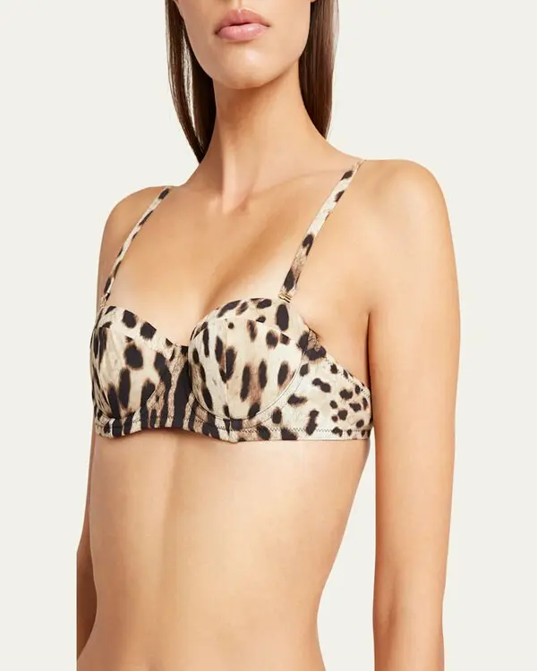 Dolce & Gabbana Leopard Soft Padded Underwire Balconette Bikini Top