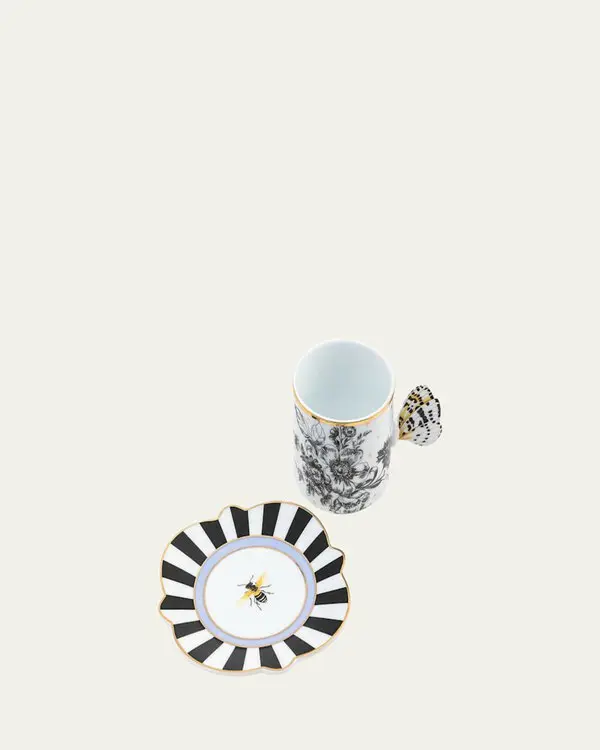 MACKENZIE-CHILDS Butterfly Toile Mug Saucer Set