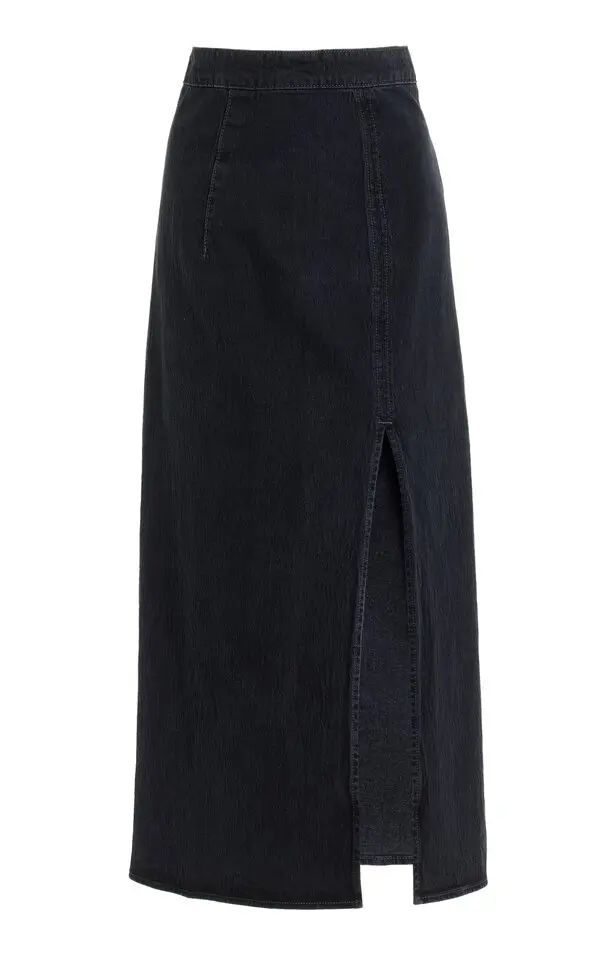 TRIARCHY Ms. Madison High-rise Denim Maxi Skirt