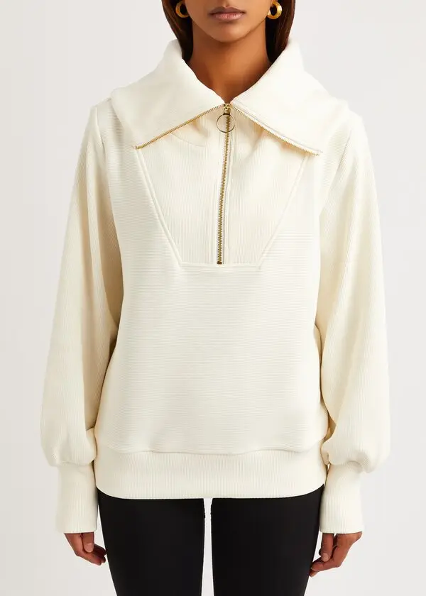 Varley Vine Ribbed Half-zip Sweatshirt - Ivory