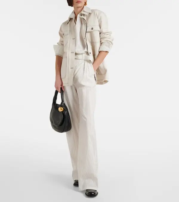 Max Mara Xero Pinstripe Palazzo Pants - White