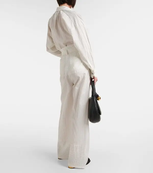 Max Mara Xero Pinstripe Palazzo Pants - White