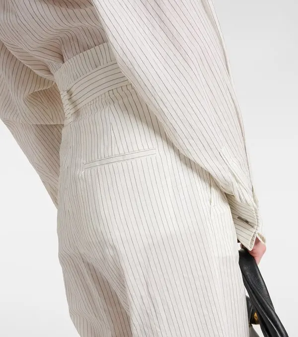 Max Mara Xero Pinstripe Palazzo Pants - White