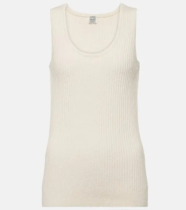 TOTEME Ribbed-knit Cotton-blend Tank Top - White
