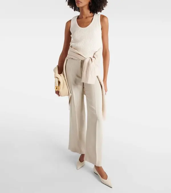 TOTEME Ribbed-knit Cotton-blend Tank Top - White