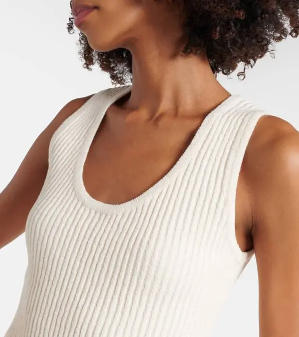 TOTEME Ribbed-knit Cotton-blend Tank Top - White