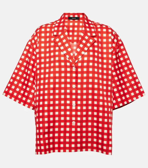 JOSEPH Leopold Gingham Silk And Cotton Shirt