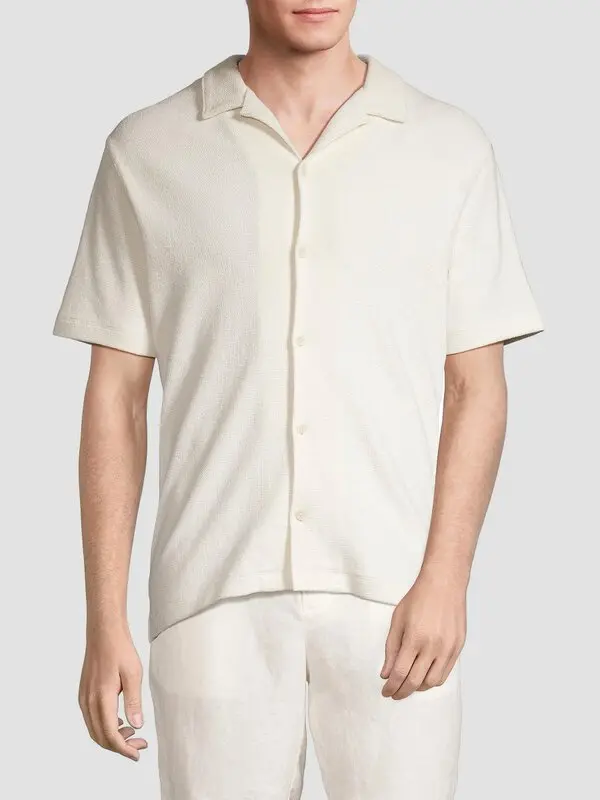 Vince Bouclé Button-front Camp Shirt - Bone