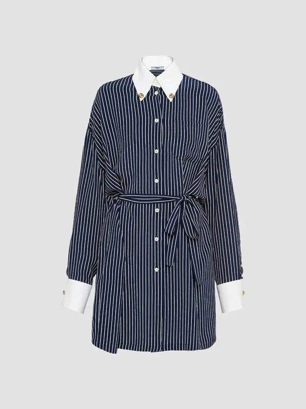 Prada Marocain Shirt Dress - Blue