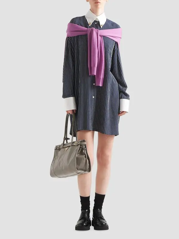 Prada Marocain Shirt Dress - Blue