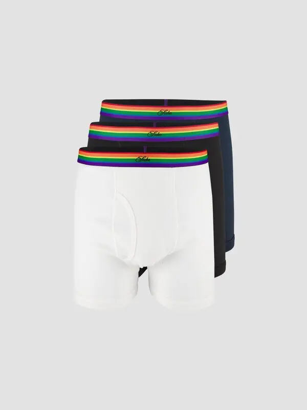 SAKS FIFTH AVENUE Collection Pride Stretch-cotton Boxer Briefs - Moonless