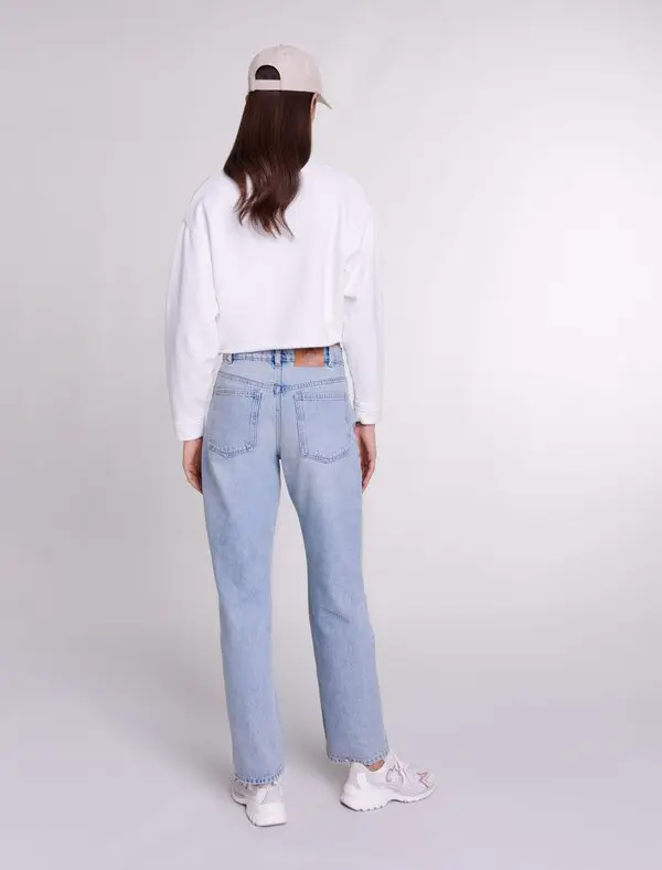 Maje Cropped Sweatshirt With "paris" Appliqu