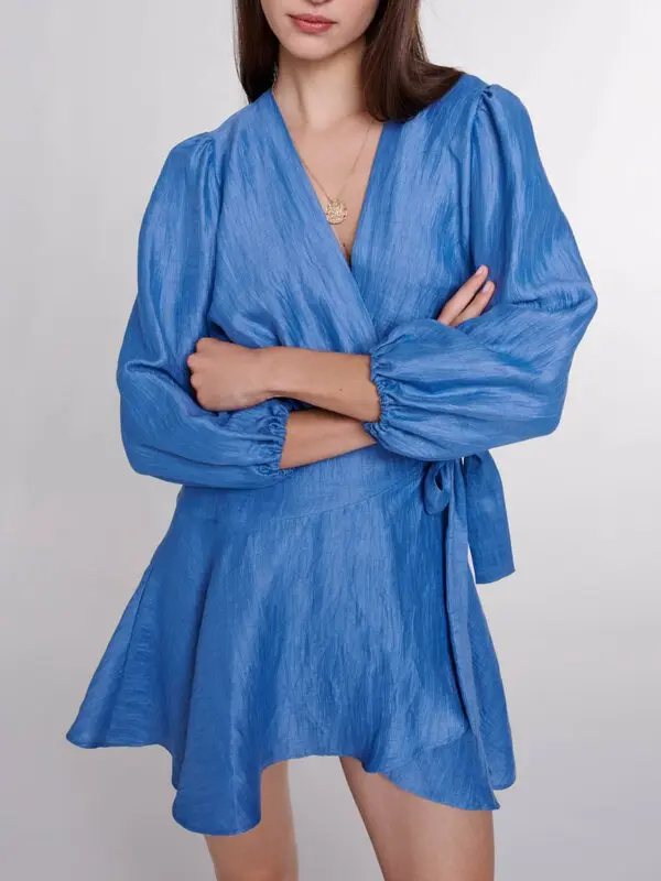 Maje Linen Wrap Dress