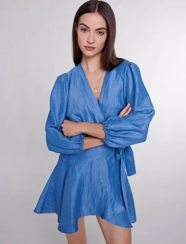 maje linen wrap dress Linen wrap dress Pink For Women