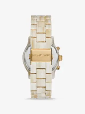Michael Kors Runway Pavé Gold-Tone And Acetate Watch In  display picture 2