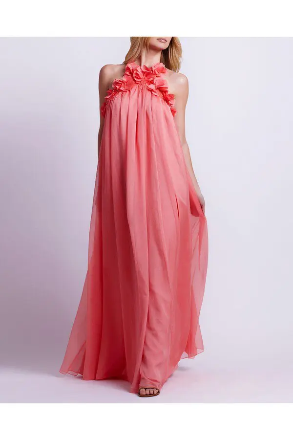 PatBO Hand-embroidered 3d Flower Gown