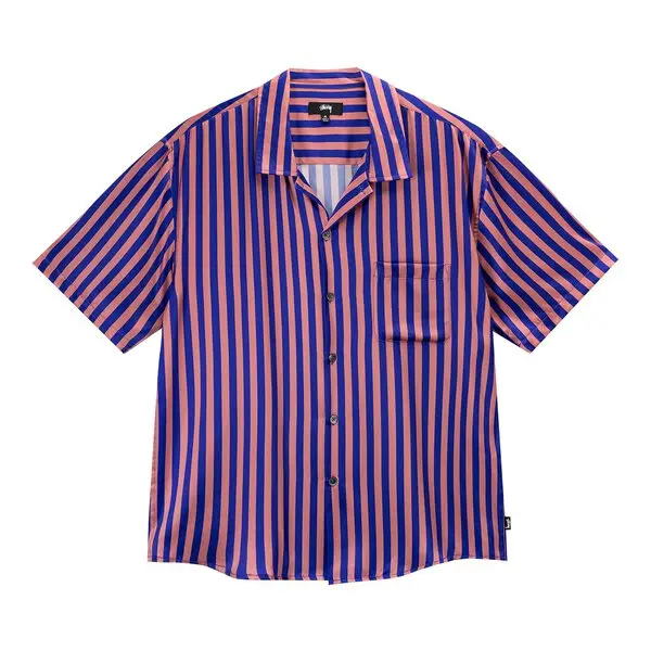 StÜssy Striped Silk Shirt 'blue