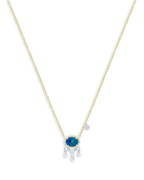 Meira T 14k White & Yellow Gold Opal & Diamond Pendant Necklace - Blue/gold