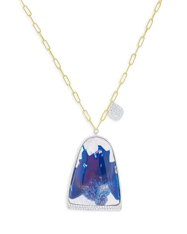 Meira T 14k Yellow & White Gold Sapphire Statement Pendant Necklace - Blue