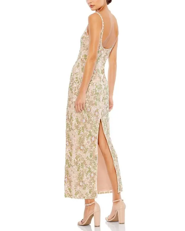 sleeveless hand beaded floral midi dress Plunge Beaded Mini Dress - Elopement Outfit