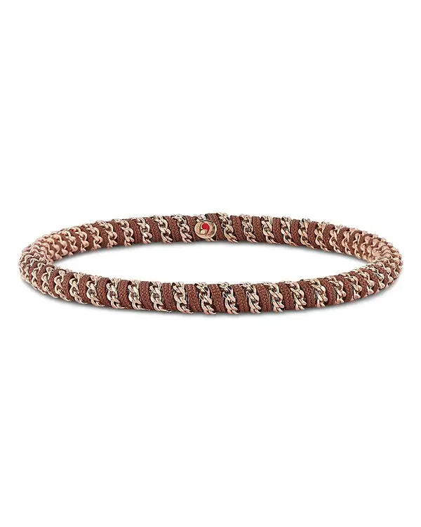 Roberto Demeglio 18k Rose Gold Gio Nautical Cord Stretch Bracelet - Brown/rose Gold