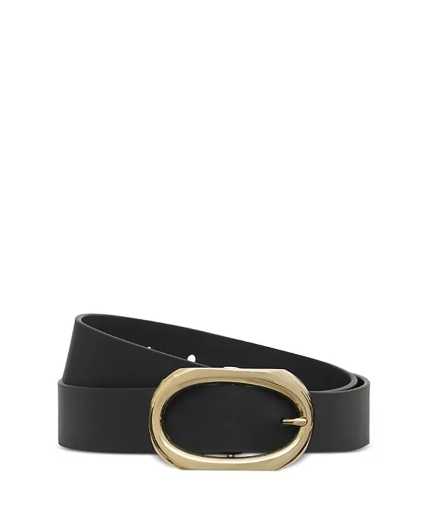 ANINE BING Signature Link Buckle Leather Belt - Black