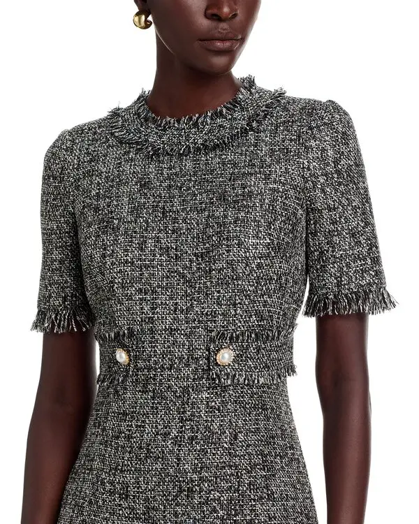 Rickie Freeman For Teri Jon Boucle Tweed Dress - Black White