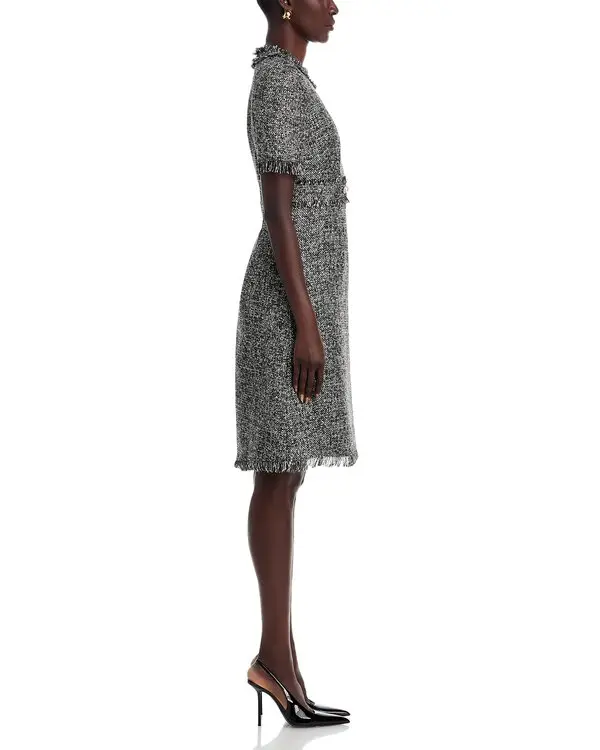 Rickie Freeman For Teri Jon Boucle Tweed Dress - Black White
