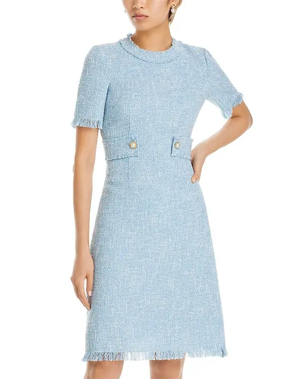 Rickie Freeman For Teri Jon Boucle Tweed Dress - Powder Blue