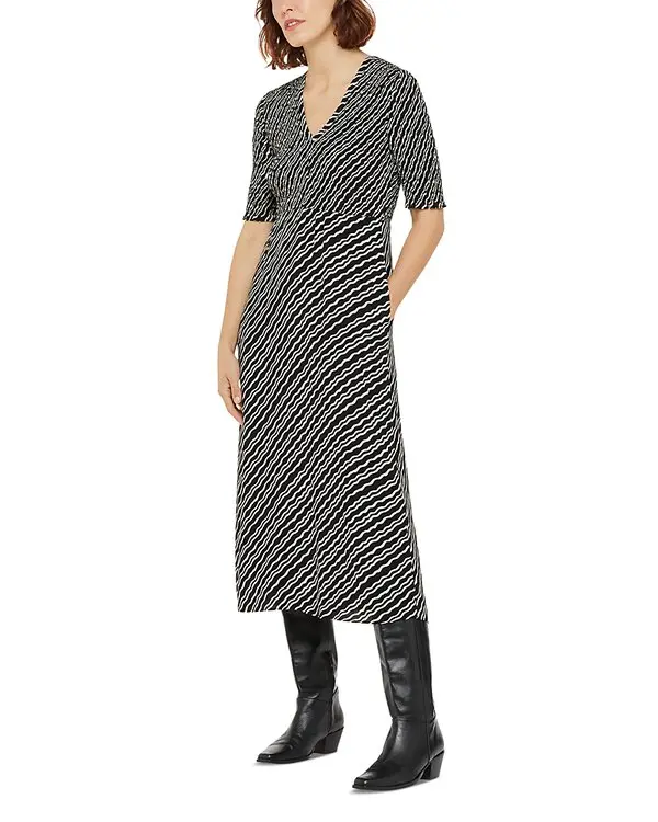 Whistles Diagonal Ripple Shirred Dress
