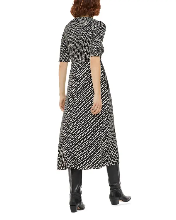 Whistles Diagonal Ripple Shirred Dress