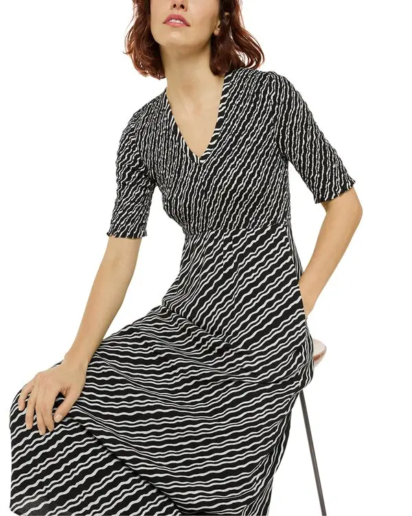 Whistles Diagonal Ripple Shirred Dress