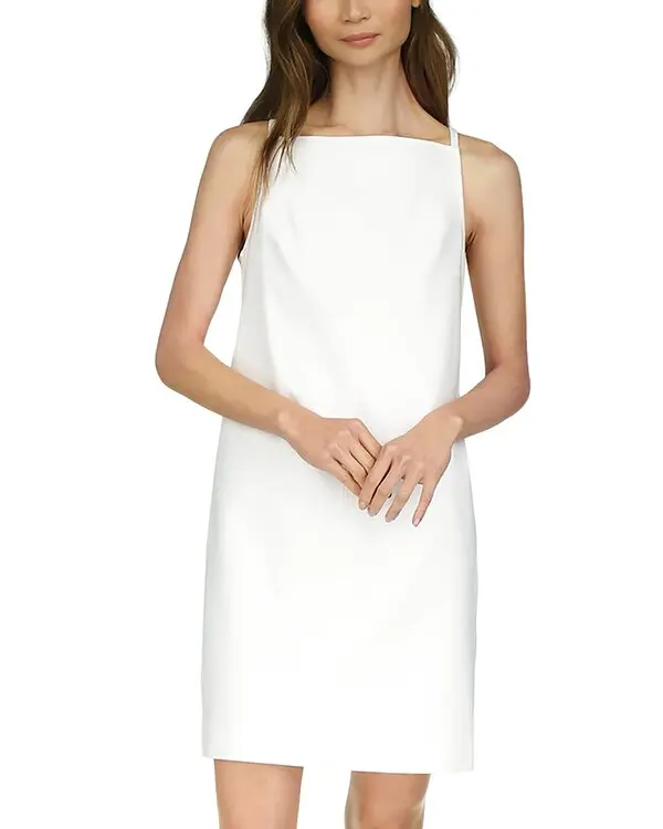 Michael Kors Sleeveless Square Neck Shift Dress In White 70% Off