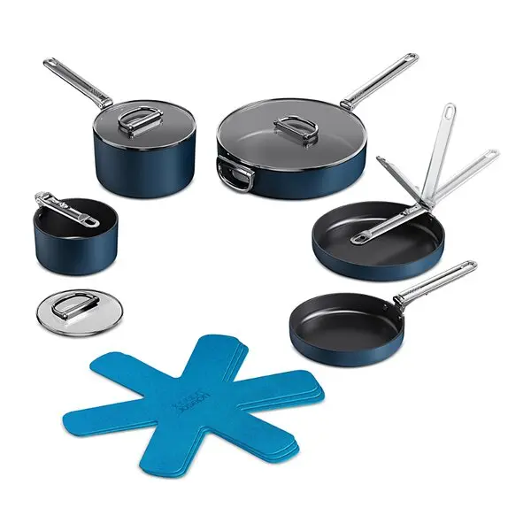 JOSEPH JOSEPH Space 10 Piece Ceramic Nonstick Cookware Set - Dark Blue