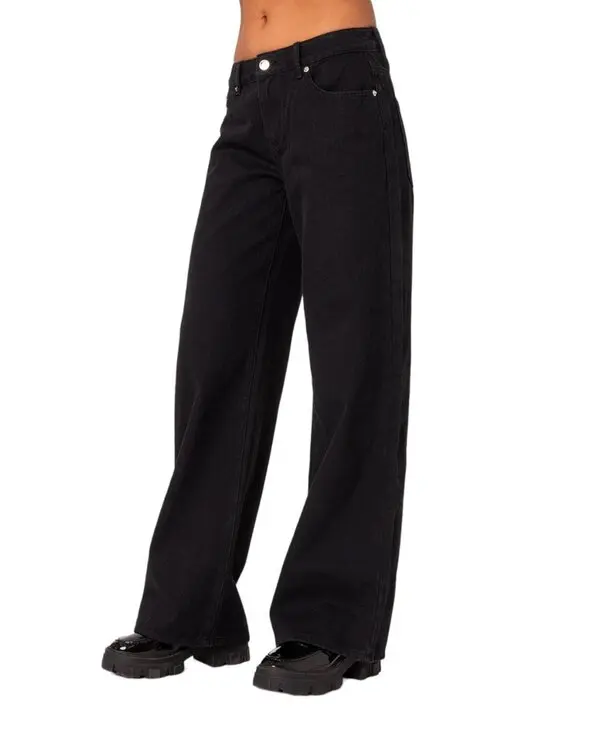 EDIKTED Daytime Low Rise Jeans - Black