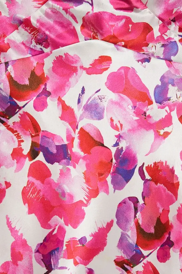 NICHOLAS Name Bella Draped Floral-print Satin-crepe Midi Dress