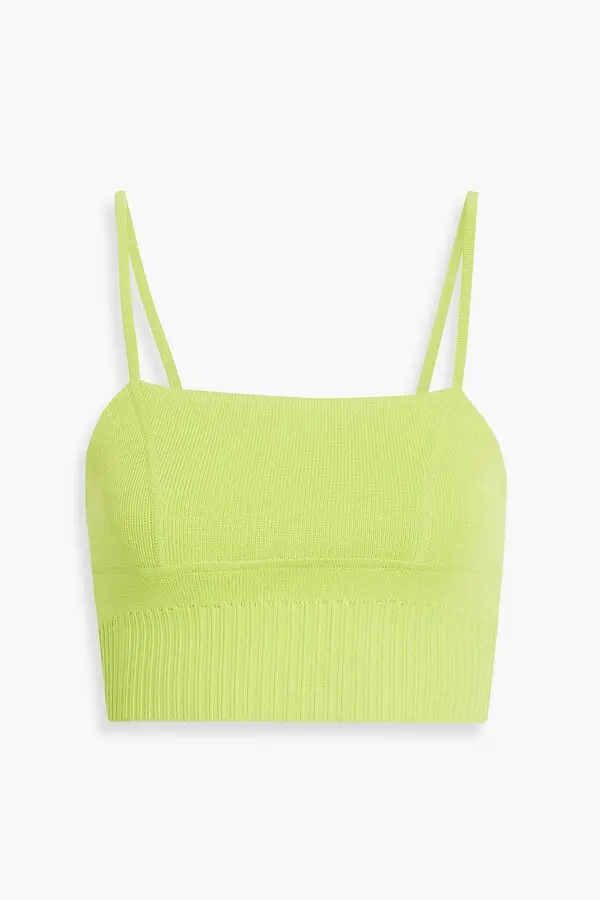 Aje Coronil Cropped Knitted Top - Chartreuse