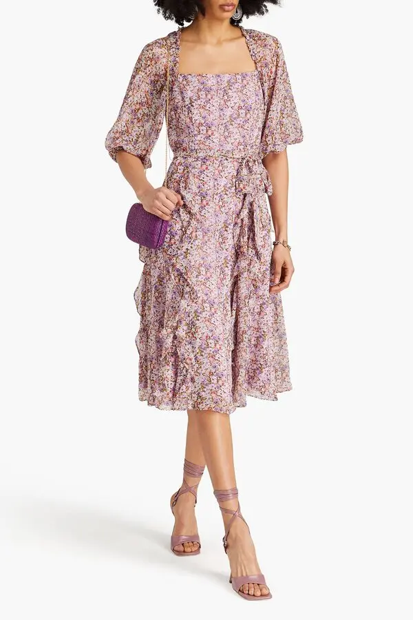 mikael aghal ruffled chiffon dress Mikael Aghal Ruffled floral-print chiffon dress - Women - color Dresses