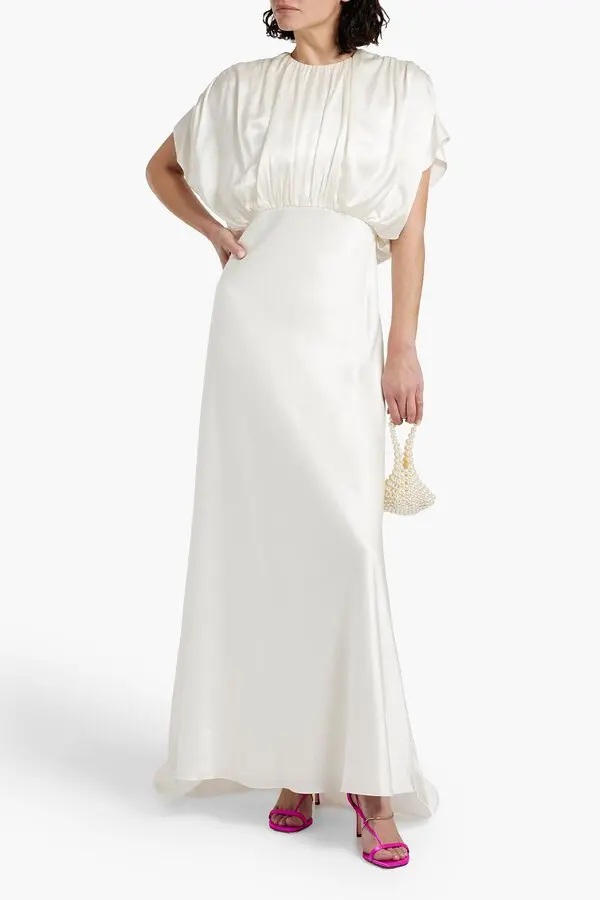 Roksanda Fiona Draped Silk-Satin Gown In Ivory - 80% Off | Editorialist