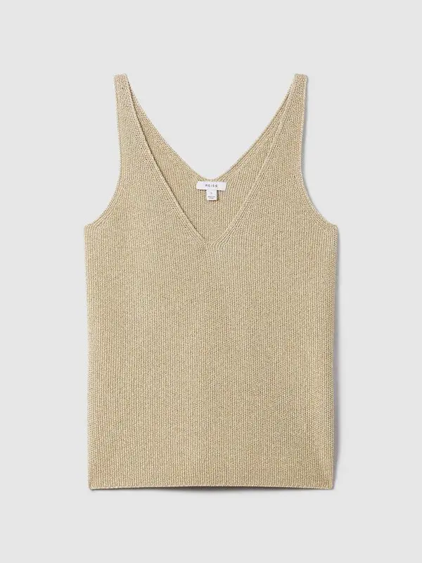 REISS Mika Metallic V-neck Vest