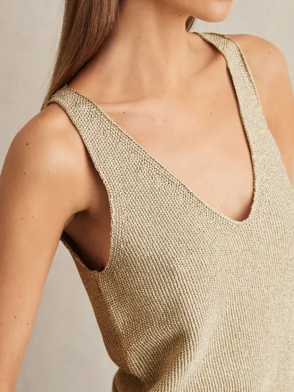 REISS Mika Metallic V-neck Vest