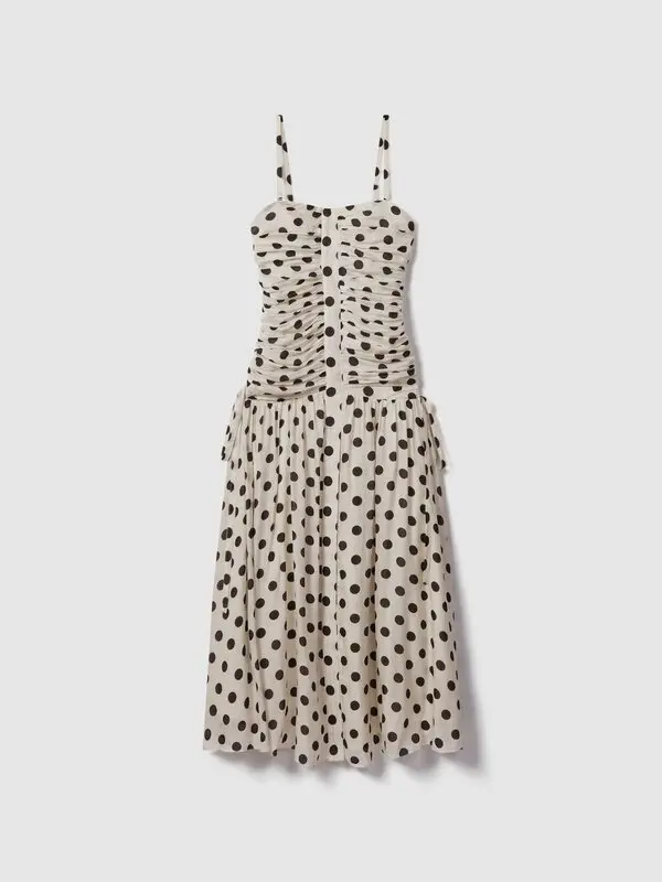 REISS Rue Viscose-linen Polka Dot Maxi Dress