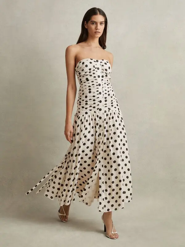 REISS Rue Viscose-linen Polka Dot Maxi Dress