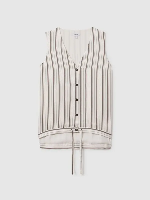 REISS Francie Striped Drawstring Hem Waistcoat