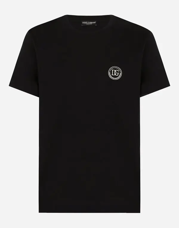 Dolce & Gabbana Short-sleeved T-shirt With Dg Embroidery - Blue