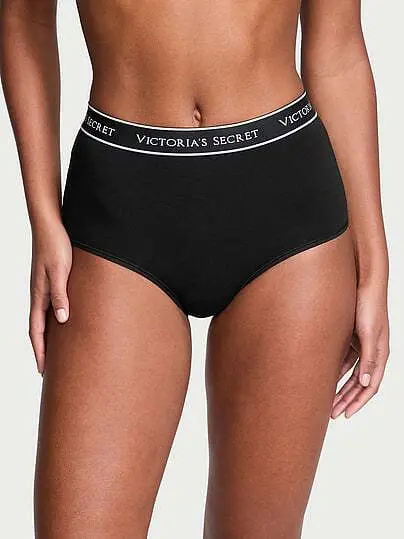 Victoria's Secret Cotton Exploded Logo Modern Brief Panty - Black